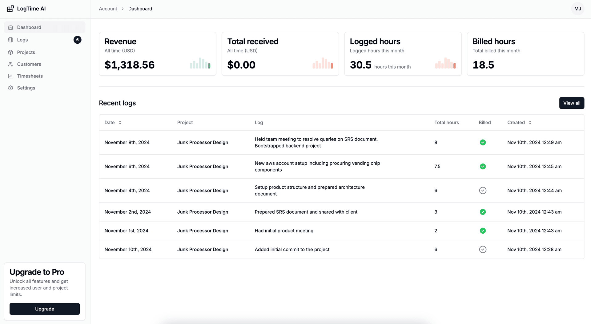 LogTime.ai - Automated timesheets for devs.